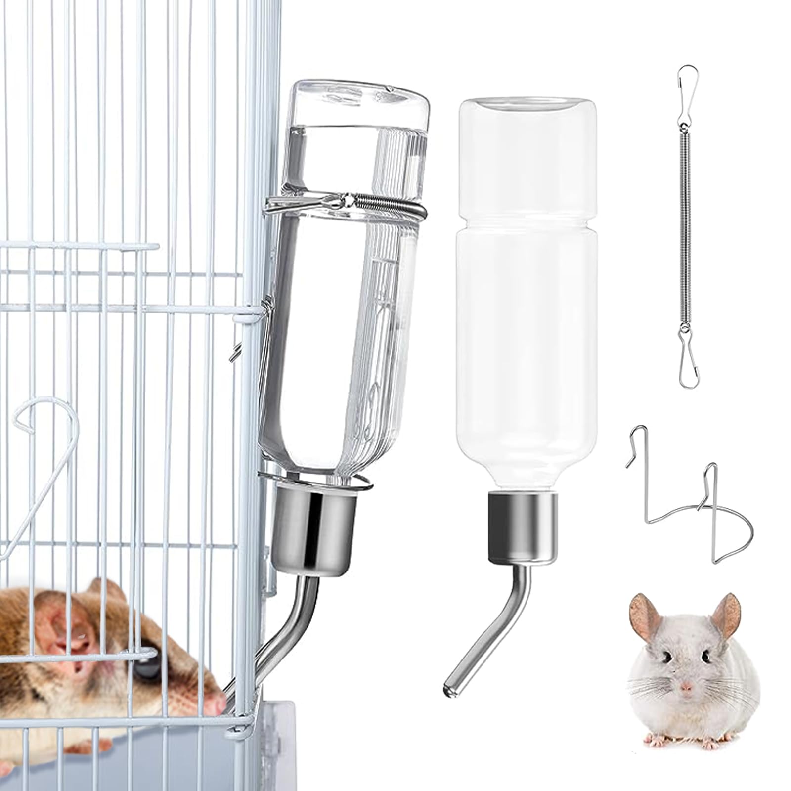 MANON ROSA Hamster Water Bottle -Leakproof Hanging Dispenser for Small Pet Cages: Hedgehogs Guinea Pigs Sugar Gliders Squirrels Syrian Dwarf Gerbils Mice Rats Degus Rodents (Small(180ml))