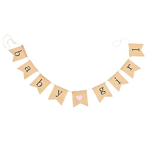 Junxia Baby Girl Burlap Banner - Decorations for Baby Girl