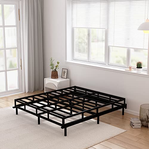 Gdduck 9 Inch Box Spring Queen,Metal Queen Size Box Only Basics Bed Base, Mattress Foundation,Black Sturdy Heavy Duty Structure with Cover,Noise Free,Easy Assembly