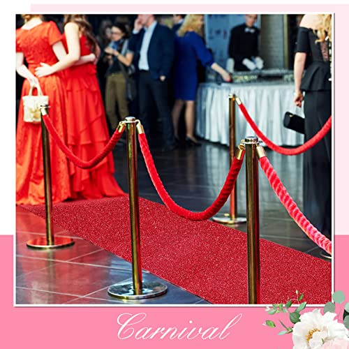 Shihanee Sequin Aisle Runner for Weddings 2 x 15 ft Glitter Wedding Rug Runner with Carpet Tape Sparkly Wedding Outdoor Floor Runner Floor Carpet Runner for Prom Ceremony Event Party Decoration (Red)