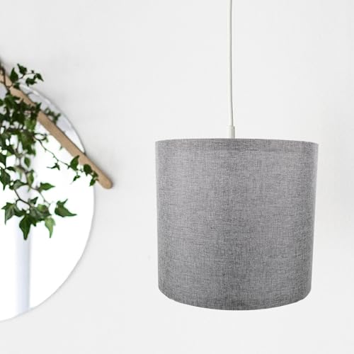 Beavorty Gray Lamp Shade Linen Fabric Lamp Shade Replacement Medium Drum Lamp Shade Transitional Cylinder Shaped Spider Construction Lamp Shade for Chandeliers Table Lamp 20cm Small Lampshade