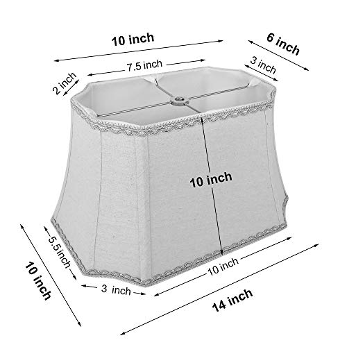 Mestar Decor Cut Corner Linen Lampshade with Lace Trim (Spider) (Rectangular)