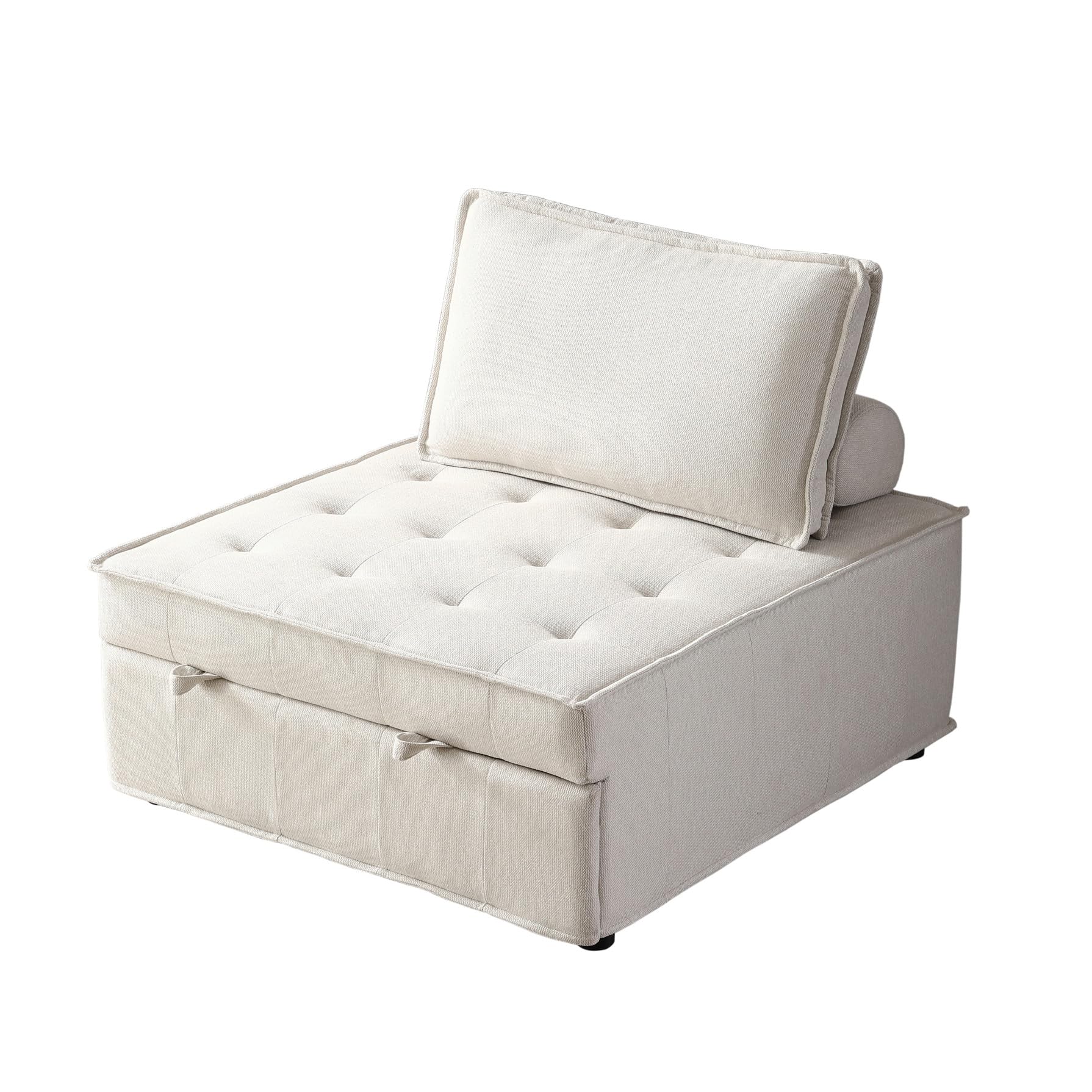 voqoomkl 3 in 1 Faux Leather Ottoman Sectional Sofa Bed, Convertible Modular Sofa Sleeper Couch with Pull Out Bed Single Sleeper Lazy Sofa Bed with Pillow for Small Space,Apartment