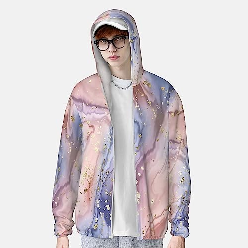 Alcohol Ink Painting Marble Sun Protection Outdoor Full Zip Hoodie Long Sun Shirts