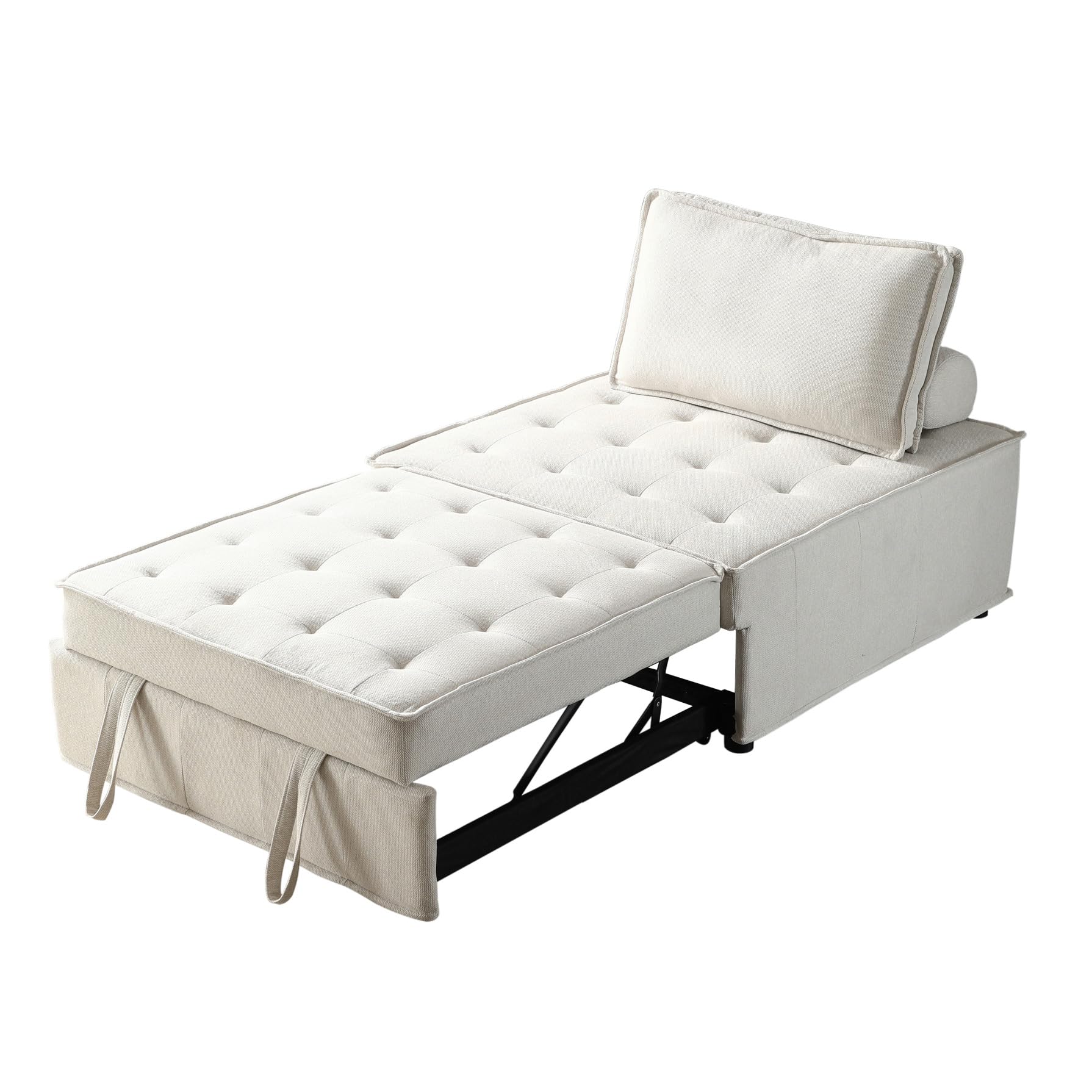 voqoomkl 3 in 1 Faux Leather Ottoman Sectional Sofa Bed, Convertible Modular Sofa Sleeper Couch with Pull Out Bed Single Sleeper Lazy Sofa Bed with Pillow for Small Space,Apartment