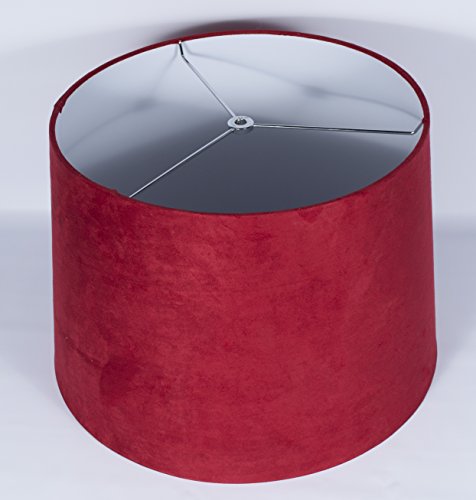 Urbanest French Drum Suede Lampshade, 12-inch by 14-inch by 10-inch, Spider Fitter, Red