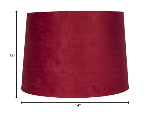 Urbanest French Drum Suede Lampshade, 12-inch by 14-inch by 10-inch, Spider Fitter, Red