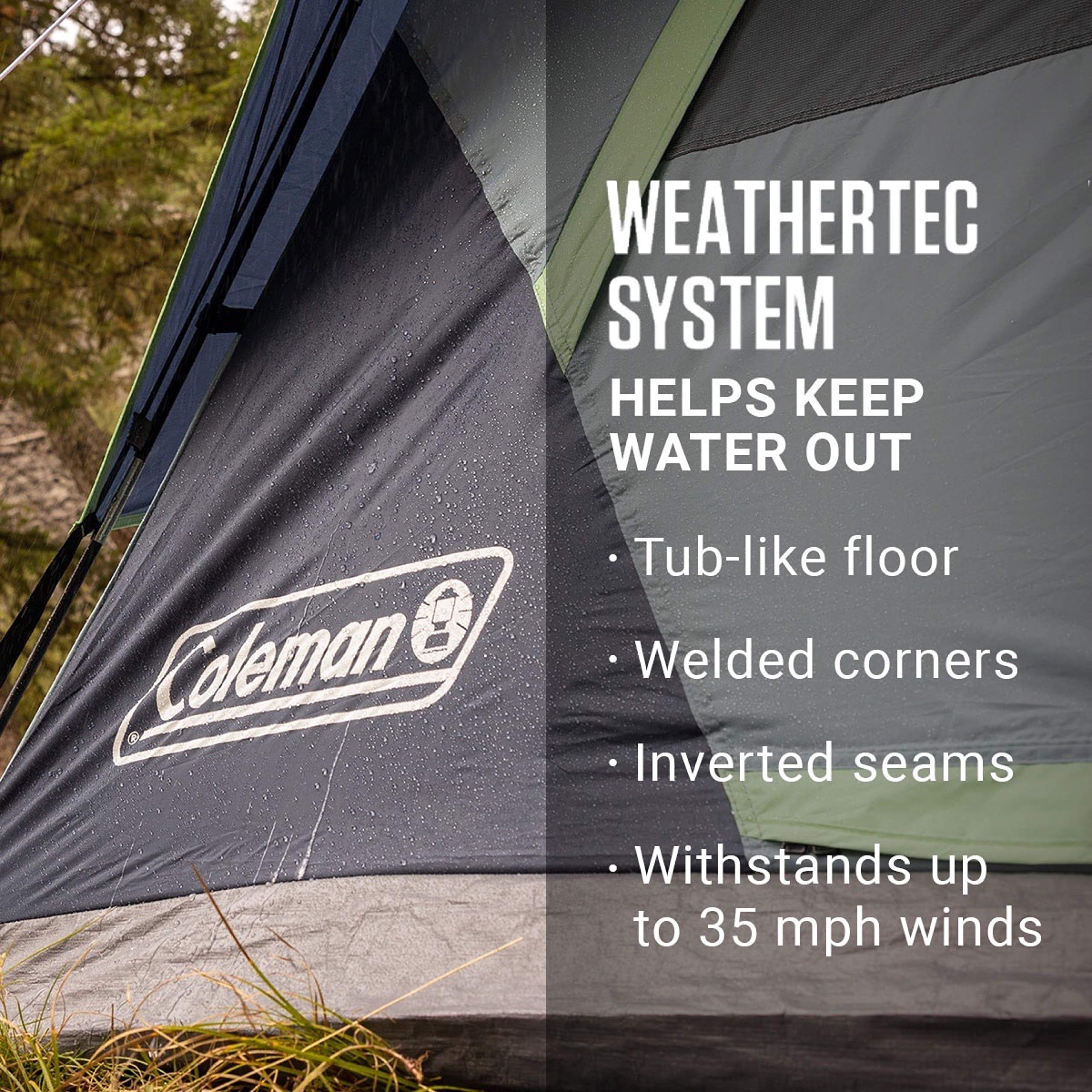 Coleman Skydome Tent with 5 Minute Setup, 8-Person Weatherproof Tent with Rainfly & Carry Bag, 20% More Headroom Than Traditional Canopies