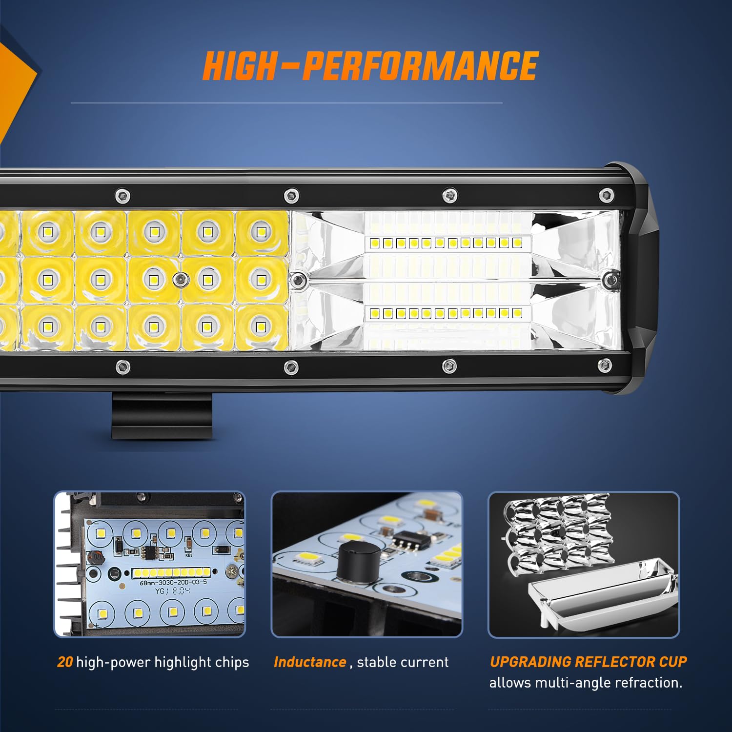 Nilight - 18007C-A 37Inch Triple Row Led Light Bar 468W Flood Spot Combo 46800LM Driving Lights Boat Led Off-Road Lights for Trucks
