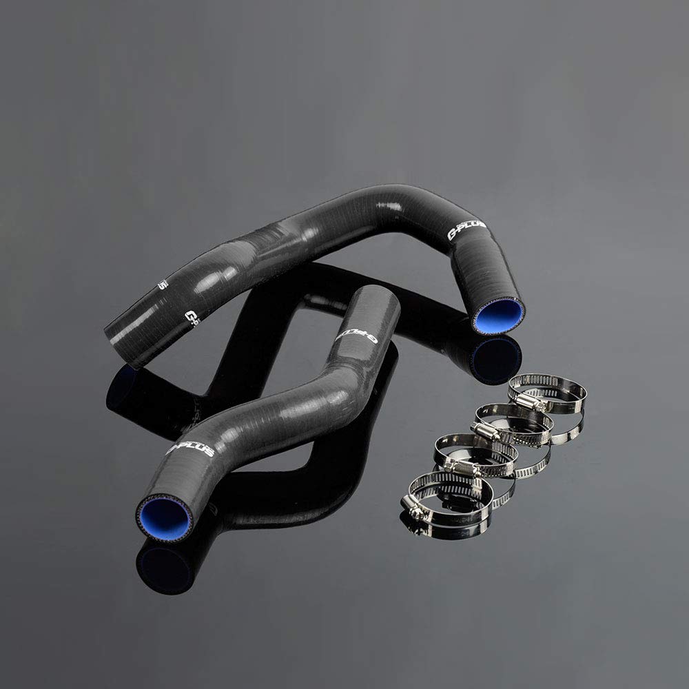 PIT66 Silicone Radiator Hose Kit, Compatible with 1968-1979 For Ford F100/150/F250 Bronco Black with Clamps (All Manual Transmission Only)