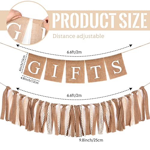Tallew 2 Pcs Boho Burlap Banner Baby Shower Decorations Set Include Rustic Gift Decor Bunting Sign Gifts Lace Tassel Garland Rag Tie for Party Wedding Bridal Farmhouse