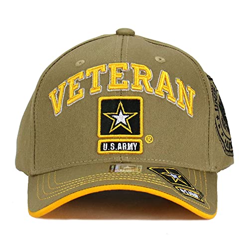 JM Warriors US Army Hat Army Strong Veteran Embroidered Officially Licensed Military Baseball Cap (Khaki Beige)