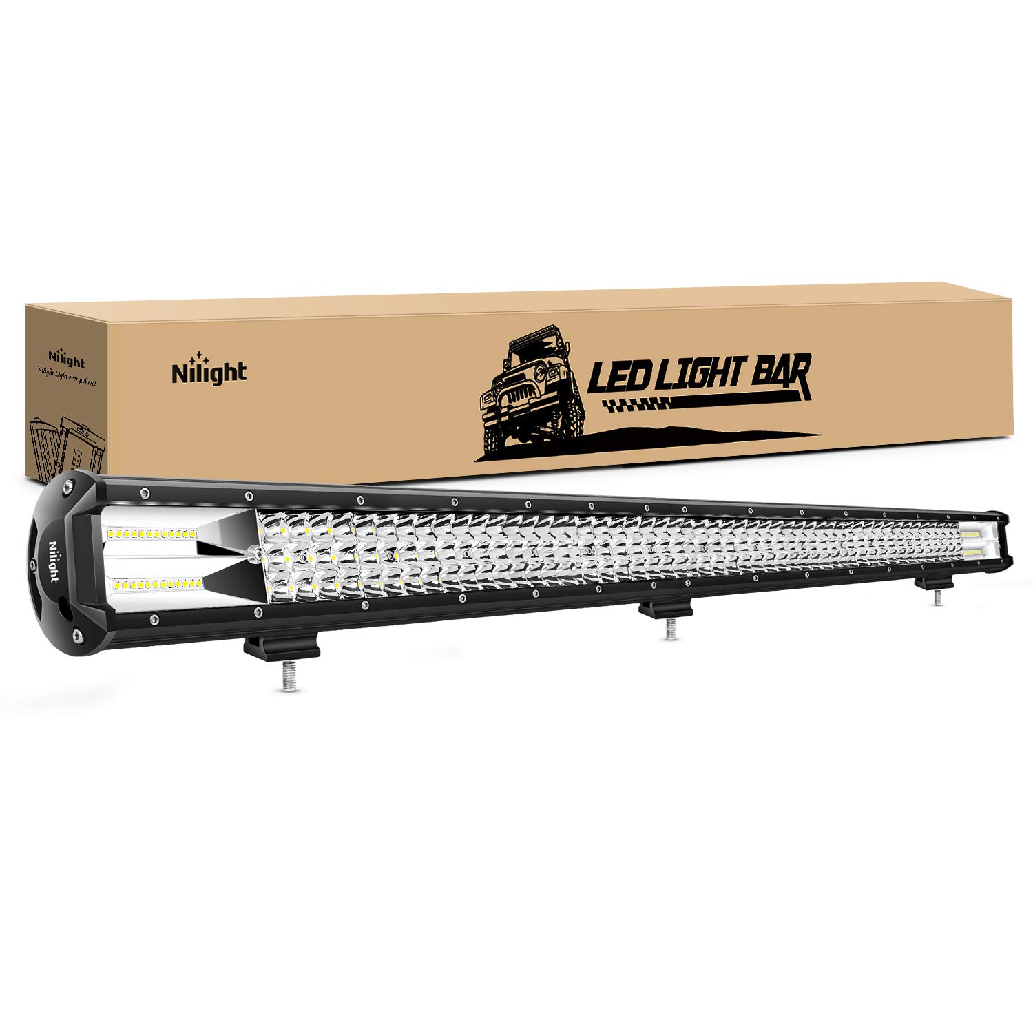Nilight - 18007C-A 37Inch Triple Row Led Light Bar 468W Flood Spot Combo 46800LM Driving Lights Boat Led Off-Road Lights for Trucks