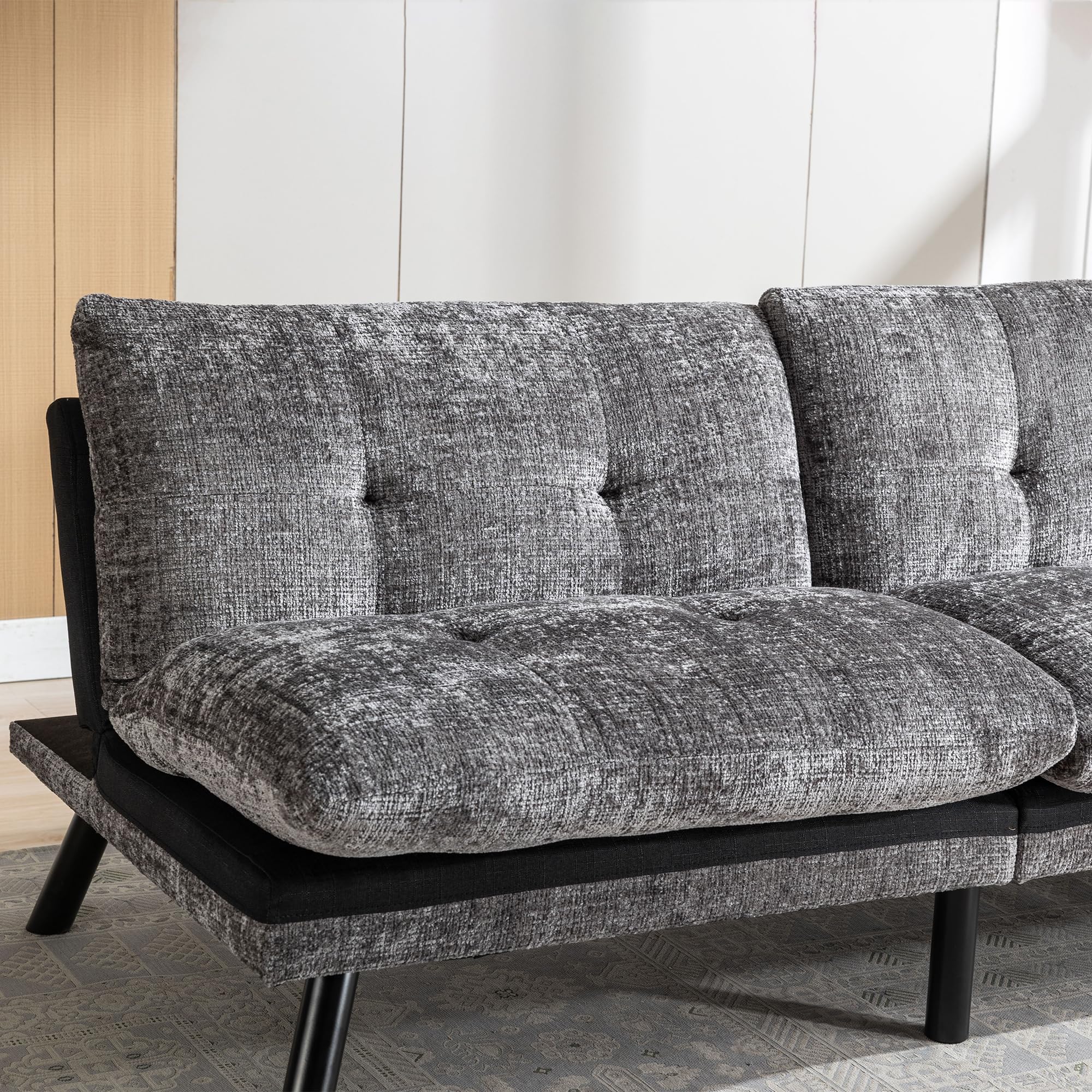 Futon Sofa Bed,Convertible Folding Futon Couch Breathable Small Couch for Compact Living Studio in Living Room and Bedroom,Offices,Dorm Loveseat (Grey)