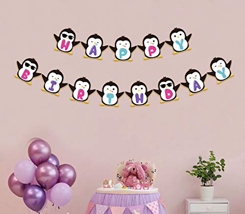 Penguin Happy Birthday Banner, Cute Penguin Inspired Birthday Sign, Penguin Bday Party Decorations