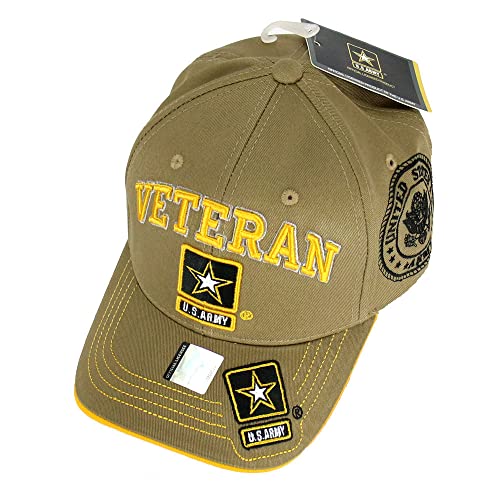 JM Warriors US Army Hat Army Strong Veteran Embroidered Officially Licensed Military Baseball Cap (Khaki Beige)