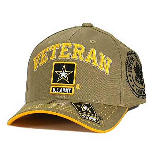 JM Warriors US Army Hat Army Strong Veteran Embroidered Officially Licensed Military Baseball Cap (Khaki Beige)