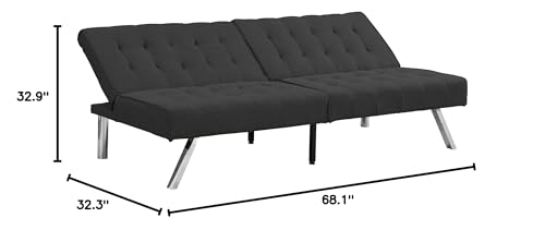 FIQHOME Modern Fabric, Convertible Couch Bed,Futon Sets Daybed,Folding Sleeper Sofa Love seat for Living Room&Bedroom Small Space,Black