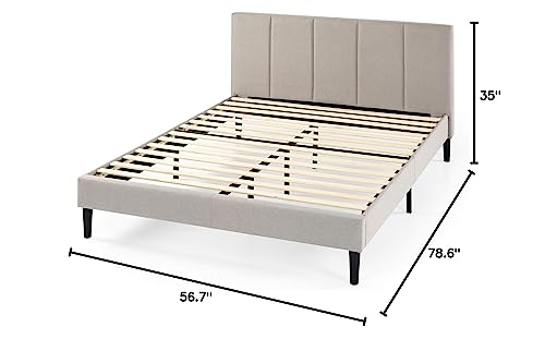 ZINUS Maddon Upholstered Platform Bed Frame, Mattress Foundation, Wood Slat Support, No Box Spring Needed, Easy Assembly, Beige, Full
