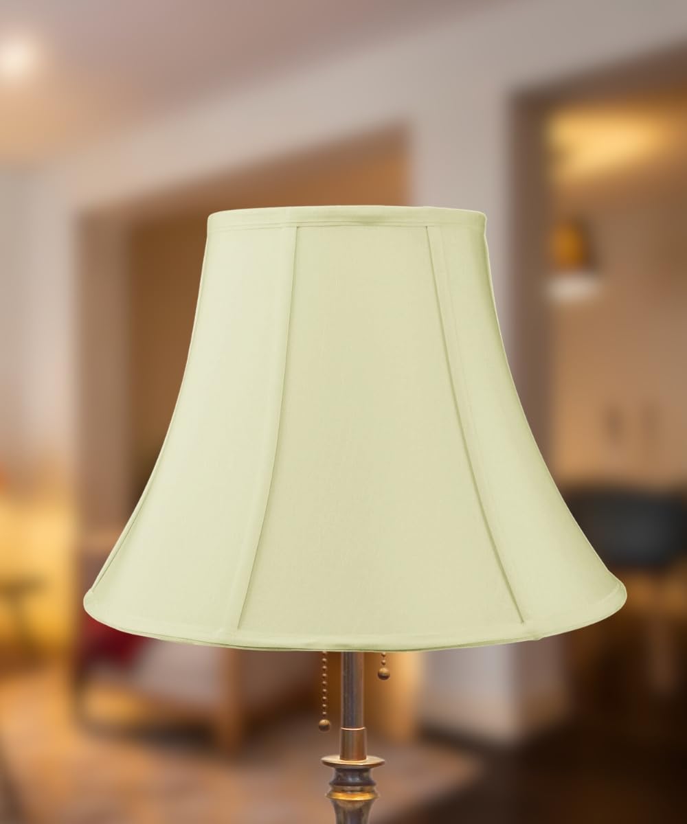 8x16x12 Egg Shell Shantung Bell Lampshade with Brass Spider fitter - Perfect for table lamps and some desk lamps -Medium, Egg Shell