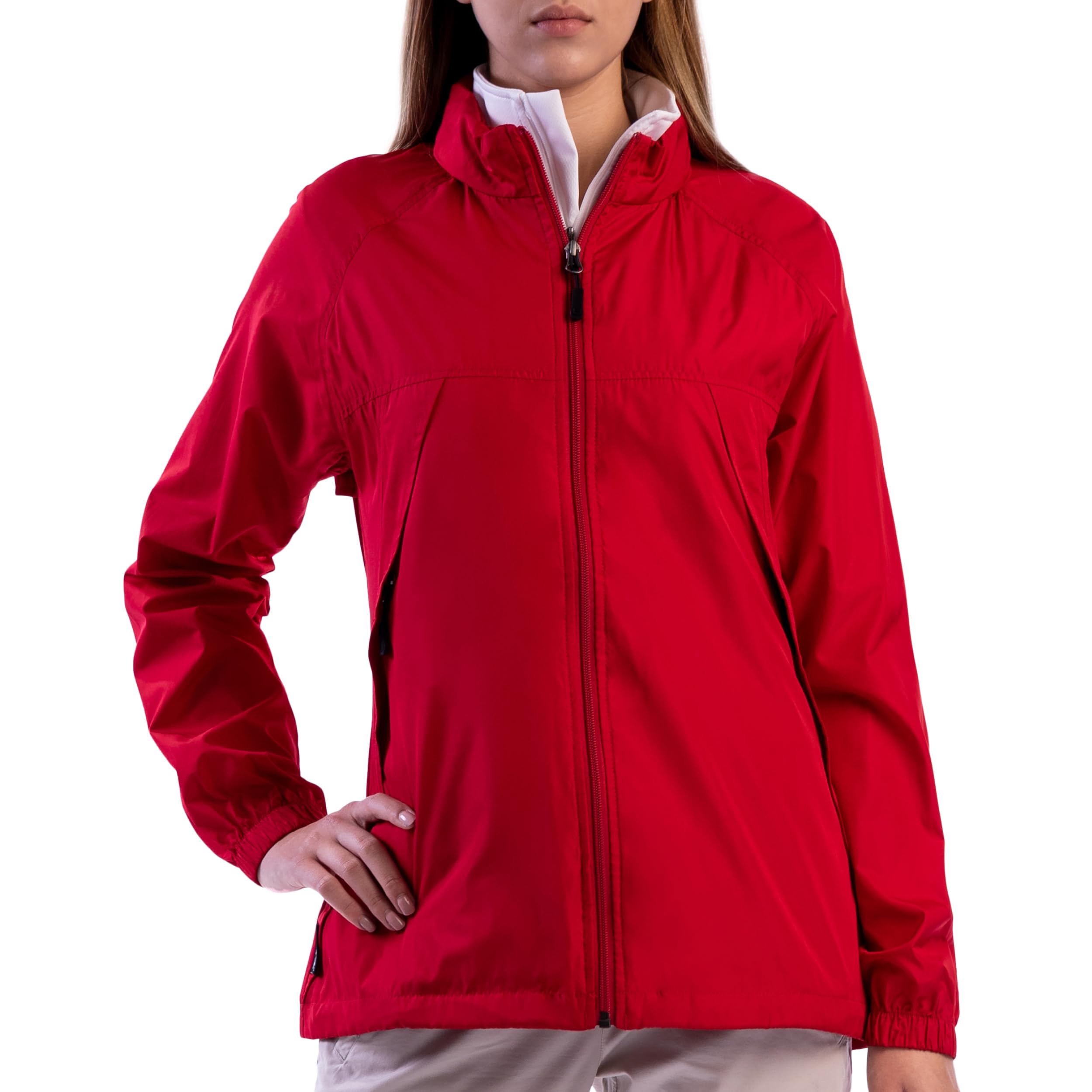 SCOTTeVEST Pack Windbreaker Jacket for Women - 19 Hidden Pockets - Lightweight Water Repellent Coat for Travel & More (Red, M1)
