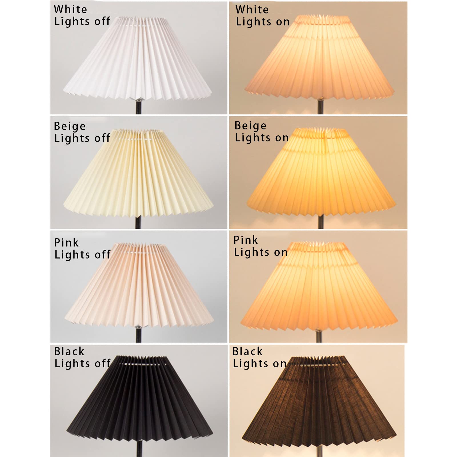 Tighall E27 Fabric Lampshade Cloth Lamp Shade Pleated Light Cover Bedside Desktop Lamp Cover Chandelier Protector for Pendant Light Decor (Beige)