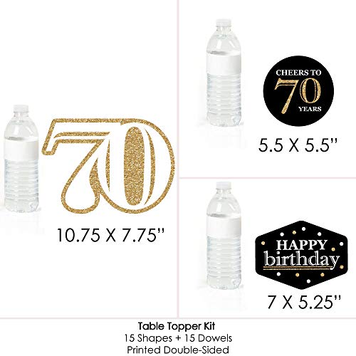 Big Dot of Happiness Adult 70th Birthday - Gold - Table Decor Kit - Party Centerpieces Photo Table Toppers Bundle - 30 Pc
