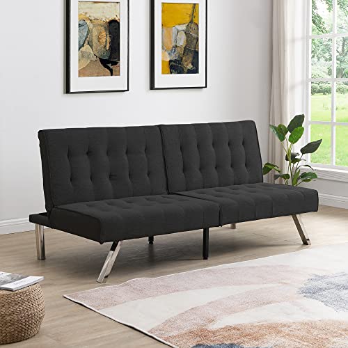 FIQHOME Modern Fabric, Convertible Couch Bed,Futon Sets Daybed,Folding Sleeper Sofa Love seat for Living Room&Bedroom Small Space,Black