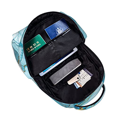 BoeHiop Teal Turquoise Marble Alcohol Ink Lightweight Laptop Backpack for Women Men College Bookbag Casual Daypack Travel Bag