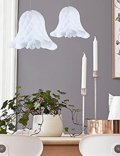 Hanging Paper Bells Honeycomb 5 Pieces and Glittery Silver Tassels,White Bridal Honeycomb Bells Decorating Supplies Suitable for Wedding Decoration, P… (10)