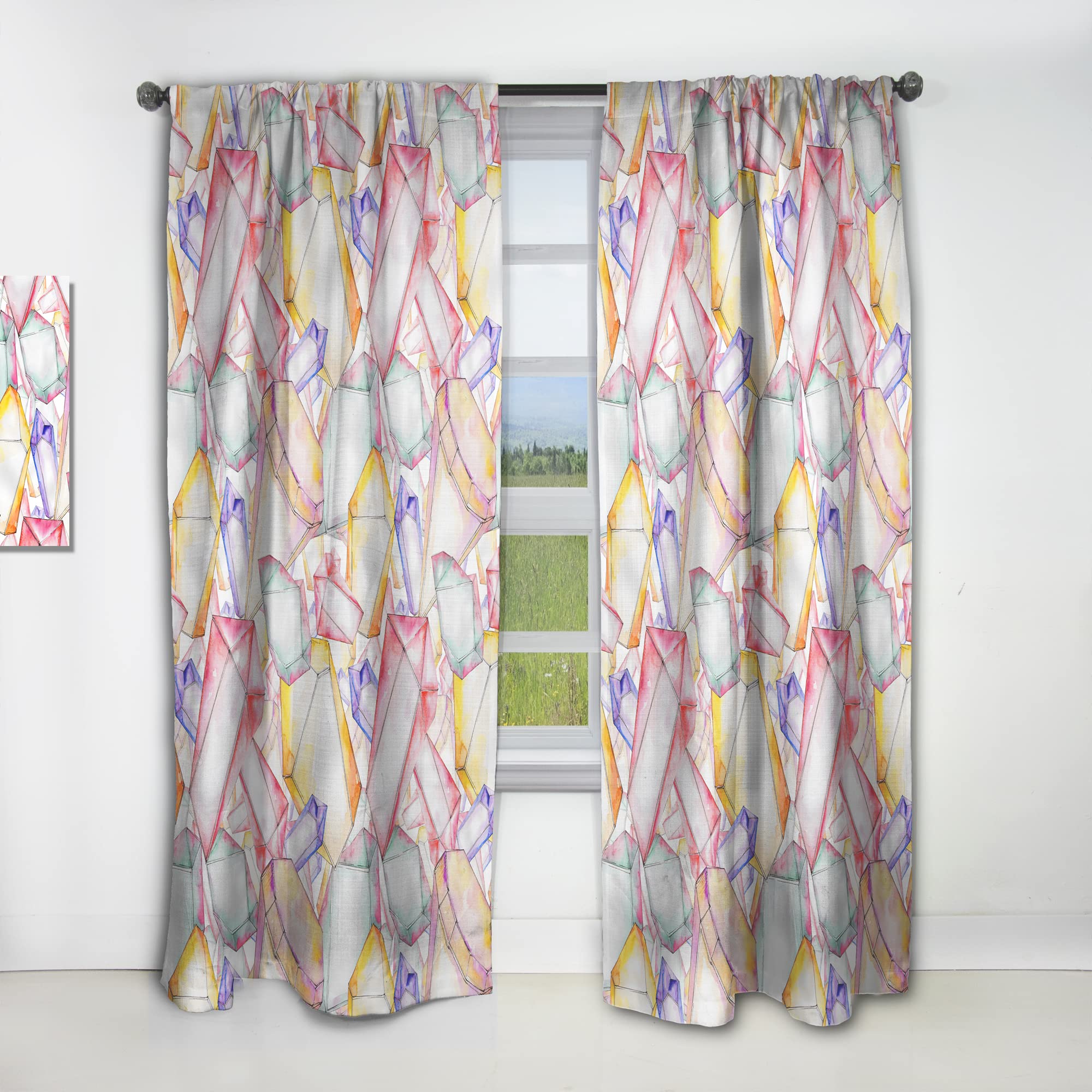 DesignQ Curtains 'Colorful Diamond Rock Jewelry Mineral' Curtains for Bedroom, Curtains for Living Room, Curtains & Drapes - Thermal Insulated - Single Panel-52x90