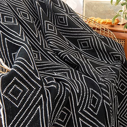 BuccaN Gray Knitted Leisure Small Wool Blanket Quilt Summer Thin Section Nap Sofa Blanket Single Cover Blanket (Color : Black and White Gray, Size : 130 * 170CM)