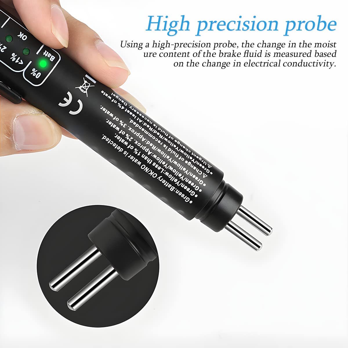 Brake Fluid Liquid Tester Pen, Auto Brake Diagnostic Testing Tool with 5 LED Indicators, Hydraulic Fluid Liquid Oil Moisture Analyzer, Car Accessories Check Engine for DOT3 DOT4 DOT 5.1 Brake Fluid