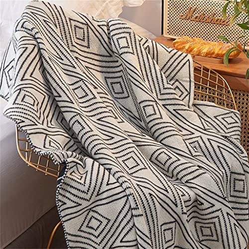 BuccaN Gray Knitted Leisure Small Wool Blanket Quilt Summer Thin Section Nap Sofa Blanket Single Cover Blanket (Color : Black and White Gray, Size : 130 * 170CM)