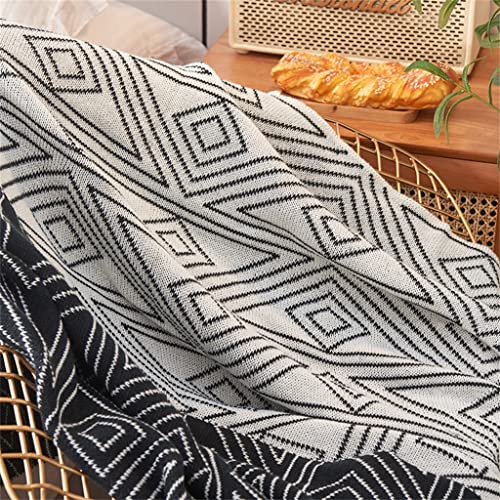 BuccaN Gray Knitted Leisure Small Wool Blanket Quilt Summer Thin Section Nap Sofa Blanket Single Cover Blanket (Color : Black and White Gray, Size : 130 * 170CM)