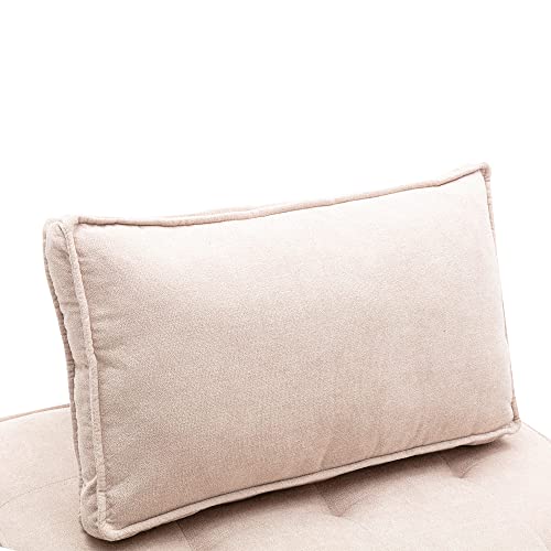 voqoomkl Single Sofa Chair, Accent Chairs, Lounge Floor Couch Foam Bed Chair for Living Room Bedroom, Lazy Chair with Pillow, Beige