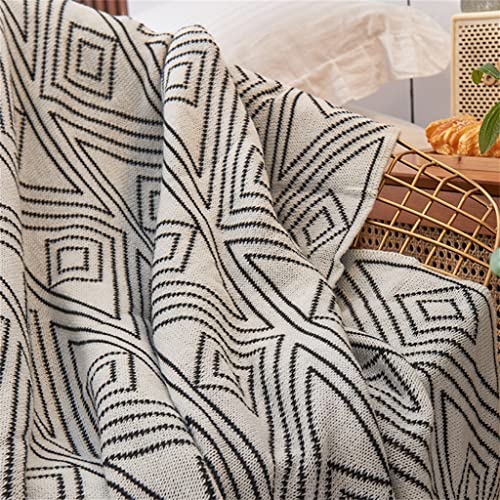 BuccaN Gray Knitted Leisure Small Wool Blanket Quilt Summer Thin Section Nap Sofa Blanket Single Cover Blanket (Color : Black and White Gray, Size : 130 * 170CM)