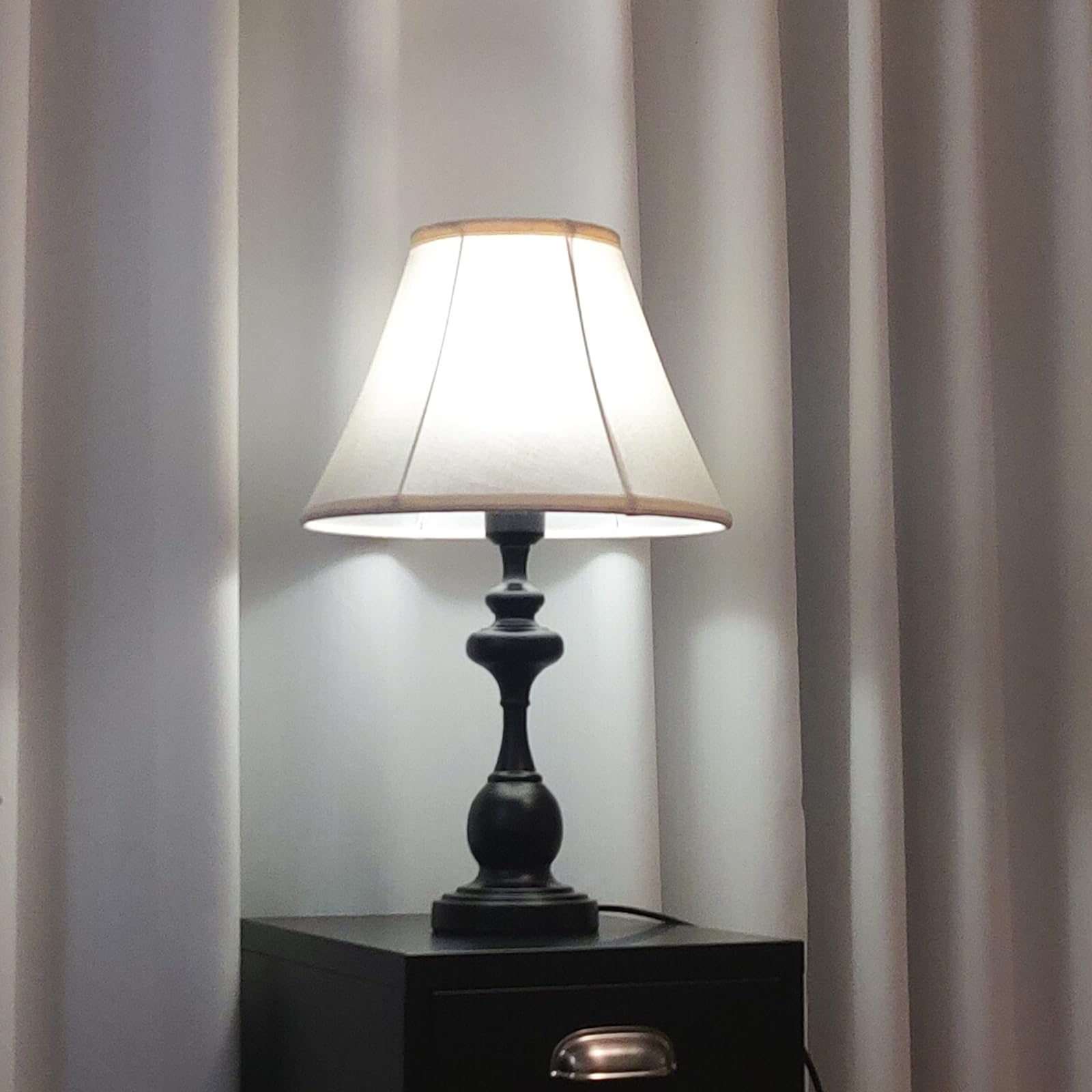 Thuipwroen Double Lamp Shades 6x12.5x9 inch,White Lampshades set of 2 Natural Linen Hand Crafted Lampshades Large
