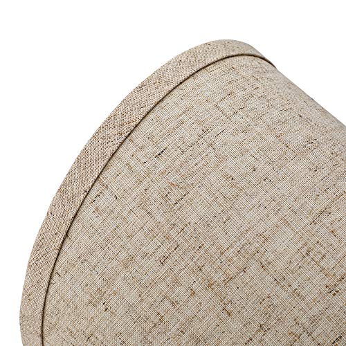 Double Small Lamp Shade Clip On Bulb Set of 2 for Candelabra Bulbs, ALUCSET Barrel Fabric Lampshade for Table Chandelier Wall Lamp 5x8x7 Inch 2Pcs (White/Brown)