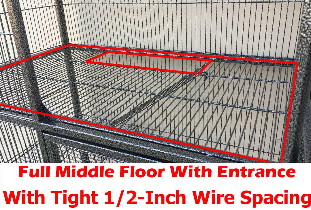 Two Story Extra Large 30.5"x19"x55"H 4-Level Double Front Doors Chew Free Feisty Ferret Chinchilla Small Animal Home Wrought Iron Cage Tight 1/2-inch Bar Spacing Rolling Stand Hammock
