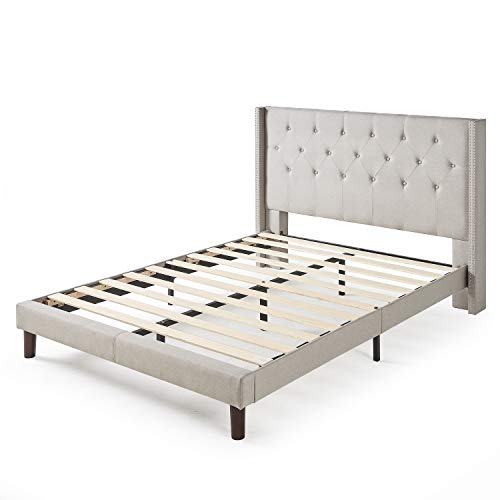 ZINUS Annette Upholstered Platform Bed Frame, Mattress Foundation, Wood Slat Support, No Box Spring Needed, Easy Assembly, Queen
