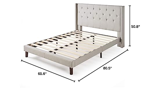 ZINUS Annette Upholstered Platform Bed Frame, Mattress Foundation, Wood Slat Support, No Box Spring Needed, Easy Assembly, Queen