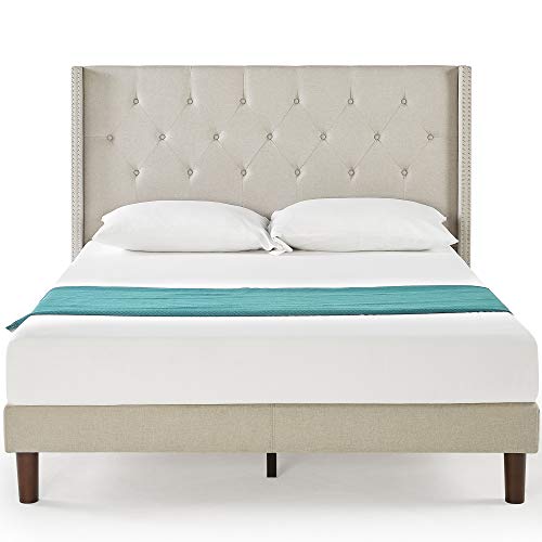 ZINUS Annette Upholstered Platform Bed Frame, Mattress Foundation, Wood Slat Support, No Box Spring Needed, Easy Assembly, Queen