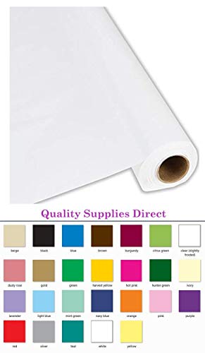 QSD Plastic Party Banquet Table Cover Roll - 300 ft. x 40 in. - 8ft Table Covers (White) (26 Colors Available) NO Folds or Creases (Super Fast Set UP) Quality Supplies Direct