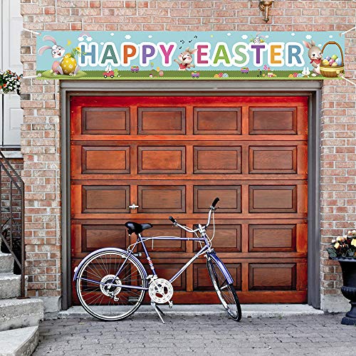 Happy Easter Banners, Welcome Spring Easter Themed Party Banner, Lawn Sign Backdrop Banner for Indoor Outdoor Easter Party Supplies(9.8 x 1.5ft)