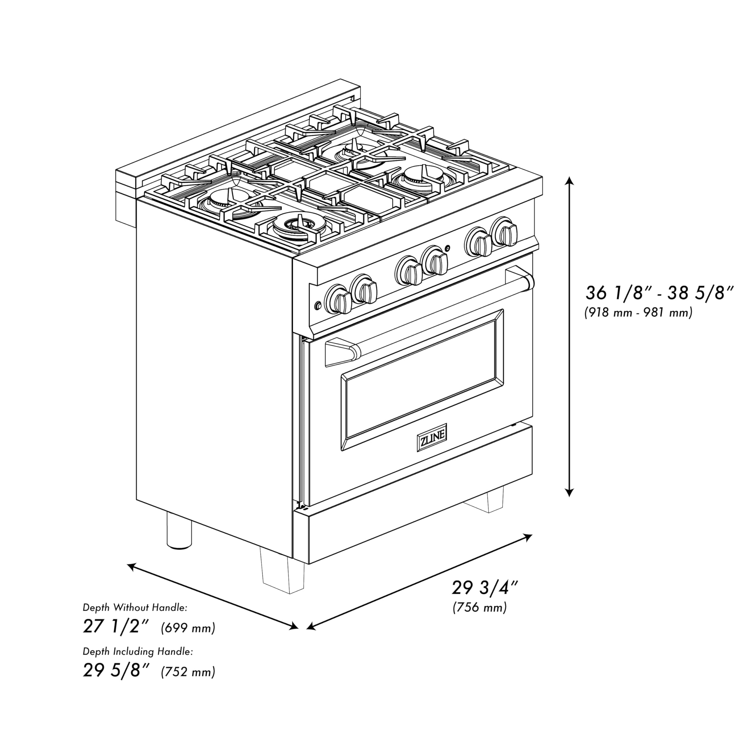 ZLINE Autograph 30" Legacy Dual Fuel Range w/ 4 Burners & White & Bronze Accents (RAZ-WM-30-CB)