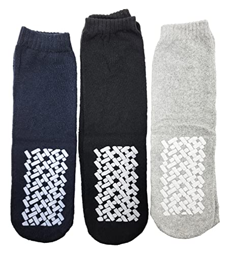 Anti-Slip Slipper Socks, 6-12 Pairs, Gripper Bottom Unisex Men Women Indoor House Non-Skid Hospital Sock Bulk