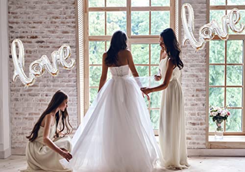 40Inch Silver Love Balloon for Bridal Shower Wedding Valentine's Day Supplies 2Pcs