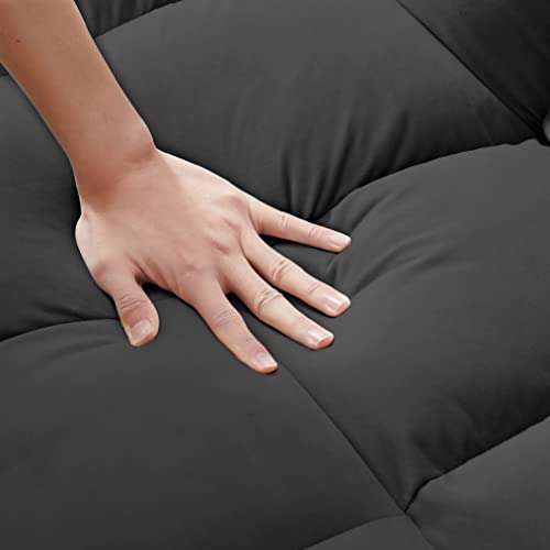 ERYE Loveseat Sofa Convertible Sleeper Couch Bed W/Pull Out Sleep Daybed, Functional Reclining Backrest Love Seat Sofa & Couch for Living RoomTwin Black Velvet 2 Pillows Both Side Pockets