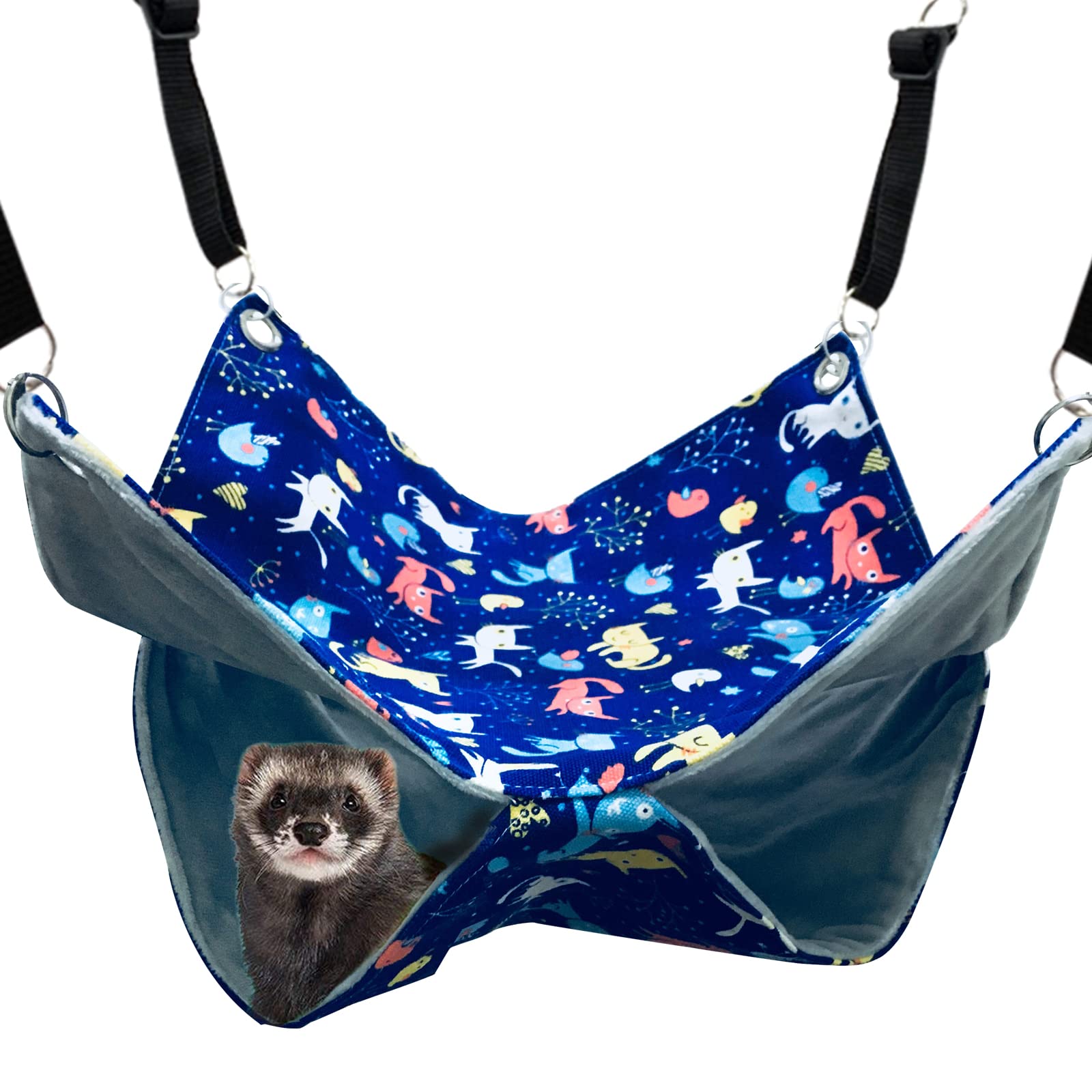 FULUE Ferret Rat Critter Nation Cage Accessories,Ferret Rat Hammock Set Hanging Bed Tent Tunnel for Any Small Animal Bedding